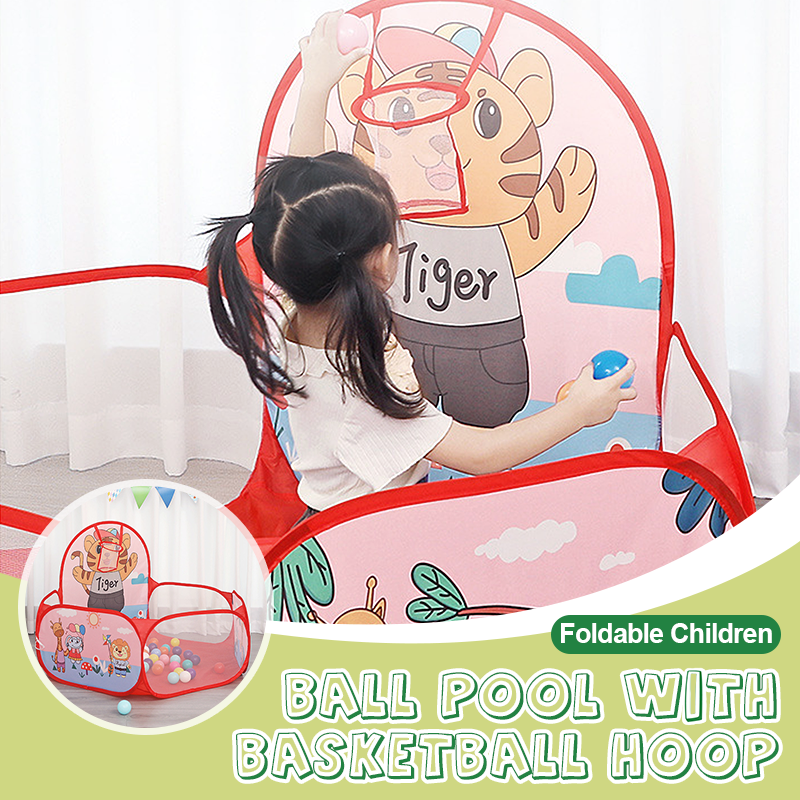 Foldable Children Ball Pool with Basketball Hoop – sowhatbuy