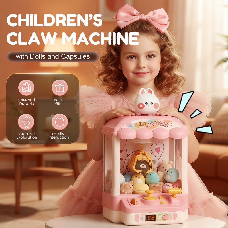 Children’s Cute Animal Claw Machine with Dolls and Capsules – sowhatbuy